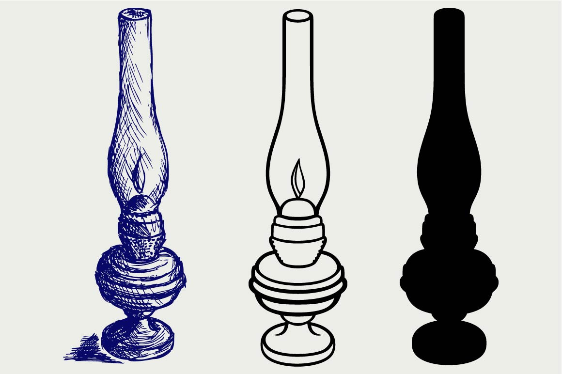 Oil lamp SVG, an Outline Icon by LineworkStock | Creative Market