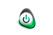 Glass transparent effect power start button, on off icon, vector UI or ...
