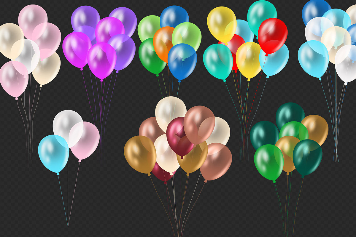 Rainbow Balloons Clipart, an Illustration by Digital Curio