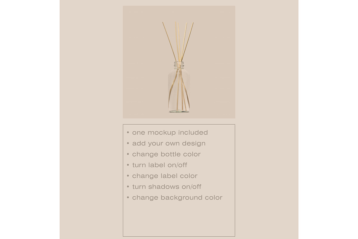 Glass Reed Diffuser Bottle Mockup, a Packaging Mockup by Copal