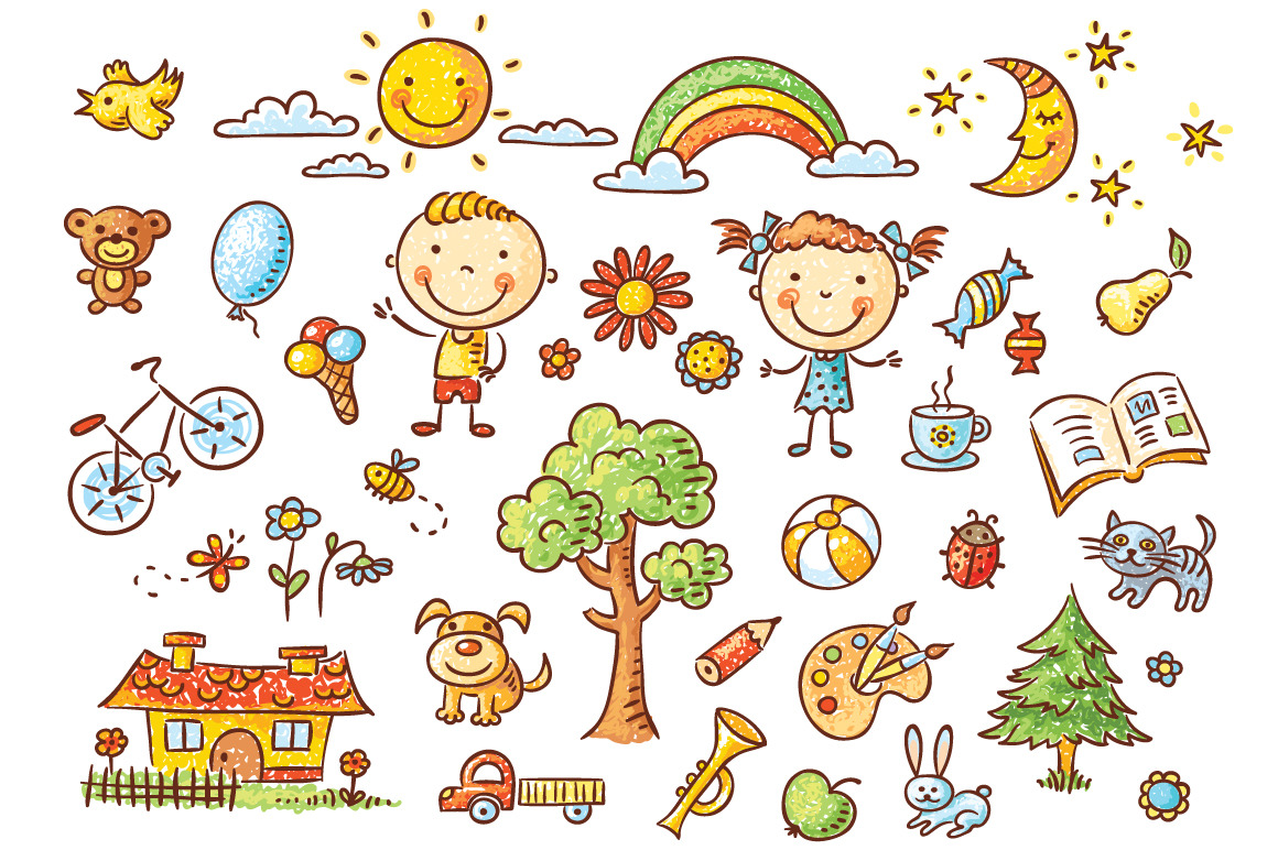 Kids Doodle Set, an Animal Illustration by Bubert Art