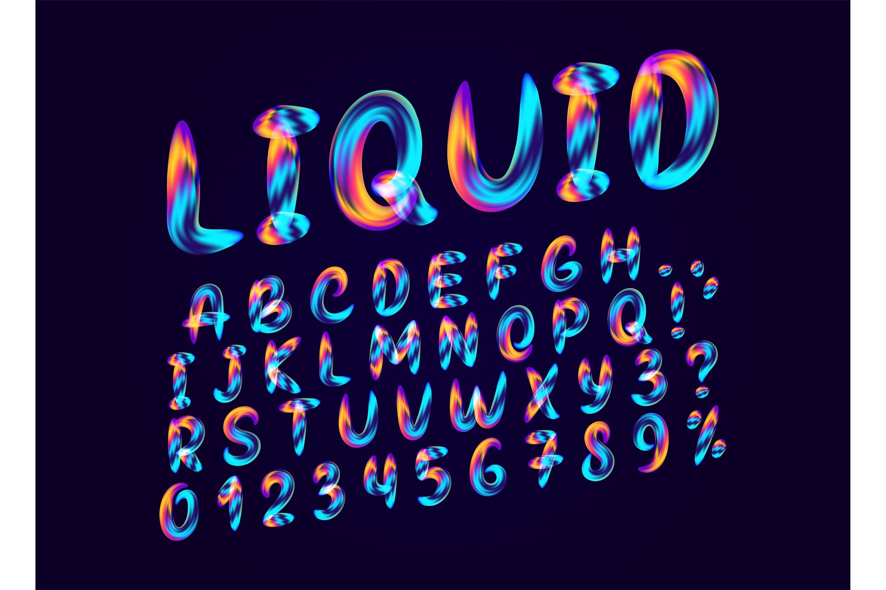 Fluid colored letter. Alphabet font of melting liquid., a Decorative ...