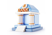 Bank building cartoon isolated 3d, an Architecture 3D Model by ...