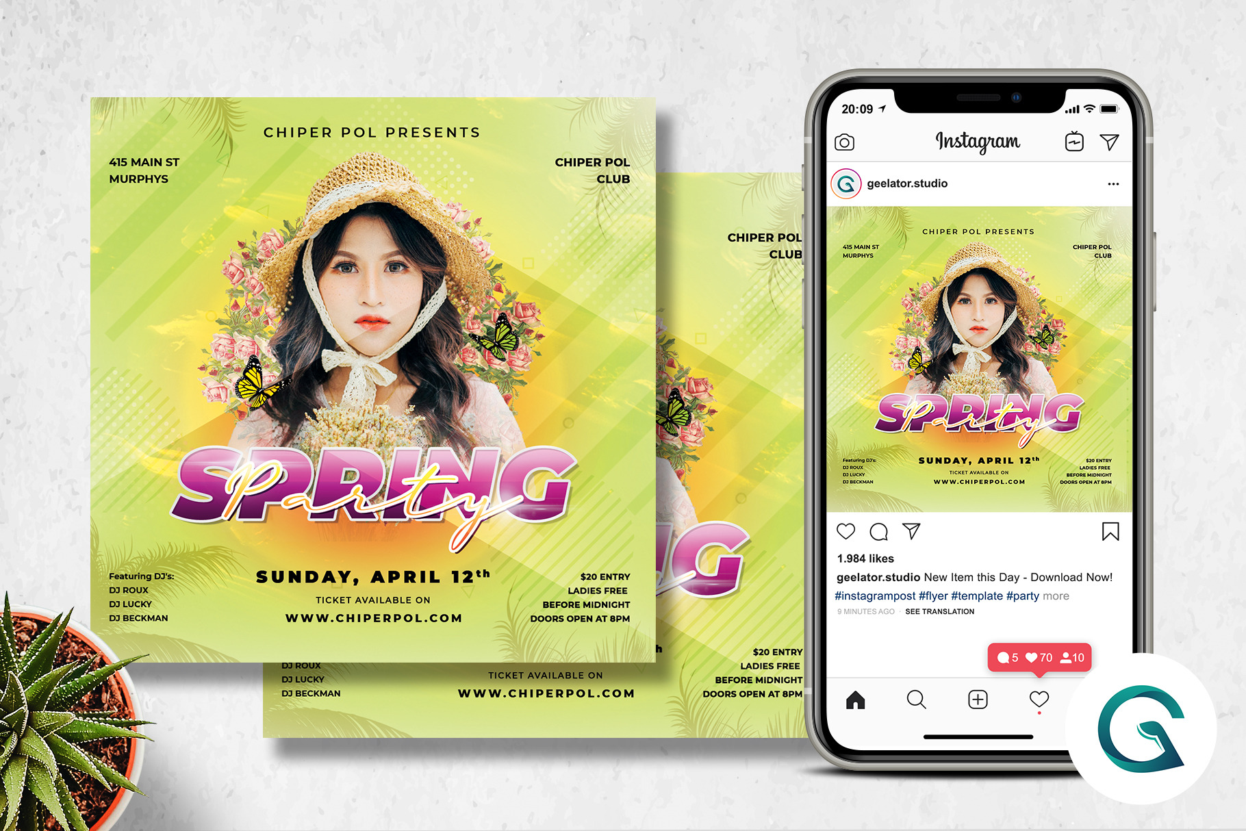 Spring Party Flyer, a Flyer Template by Geelator Studio