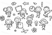 Cartoon kids set child drawing | Illustrations ~ Creative Market