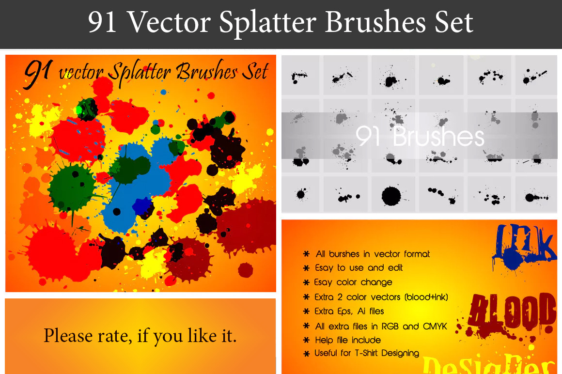 Splatter Brushes Vector Set, a Brush Add-On by NasirGrfx