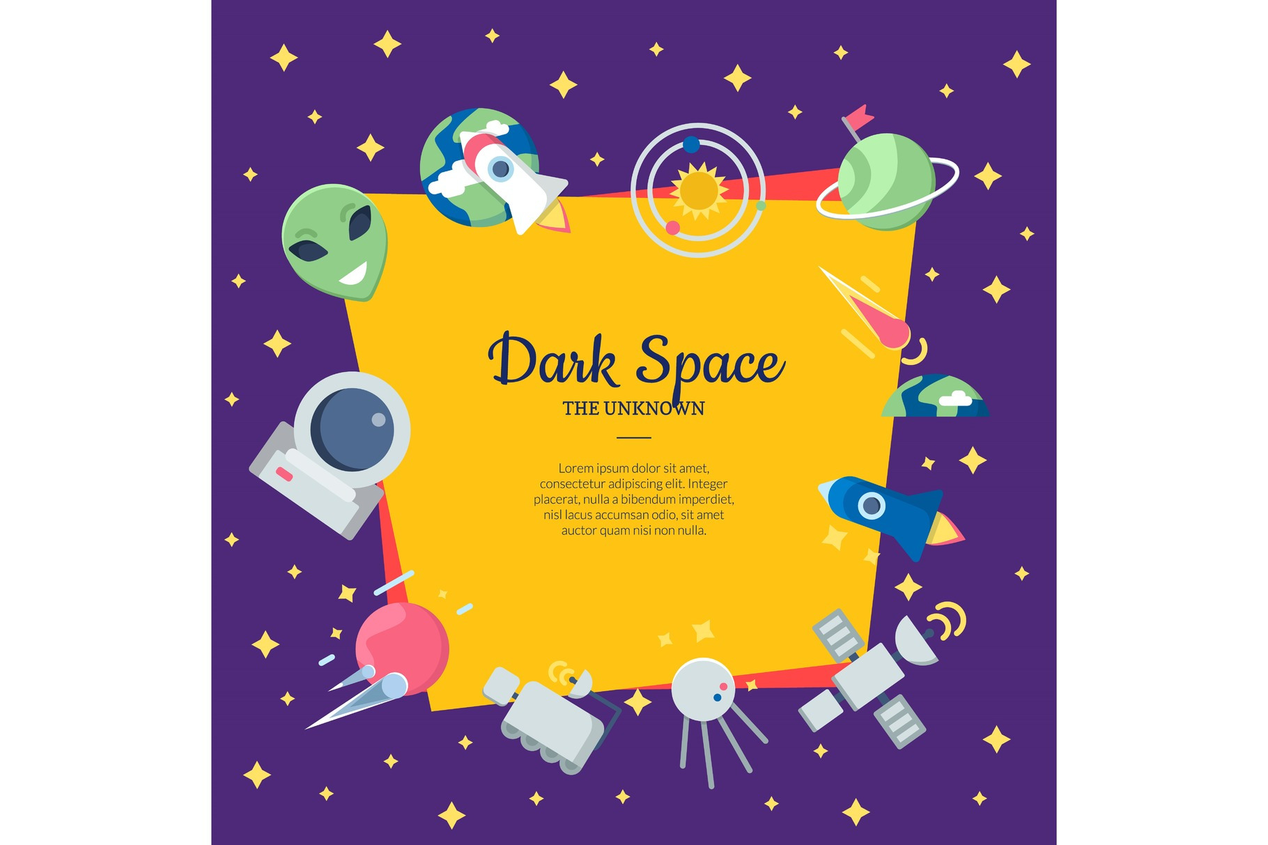 Vector flat space icons background, a Background Graphic by Onyx