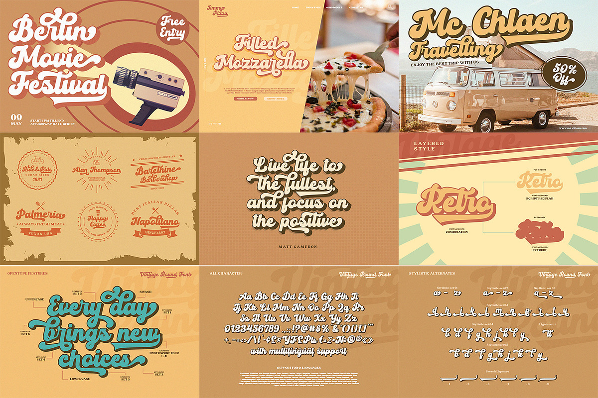Vintage Retro Script Font Bundle, a Script Font by Vintage Division