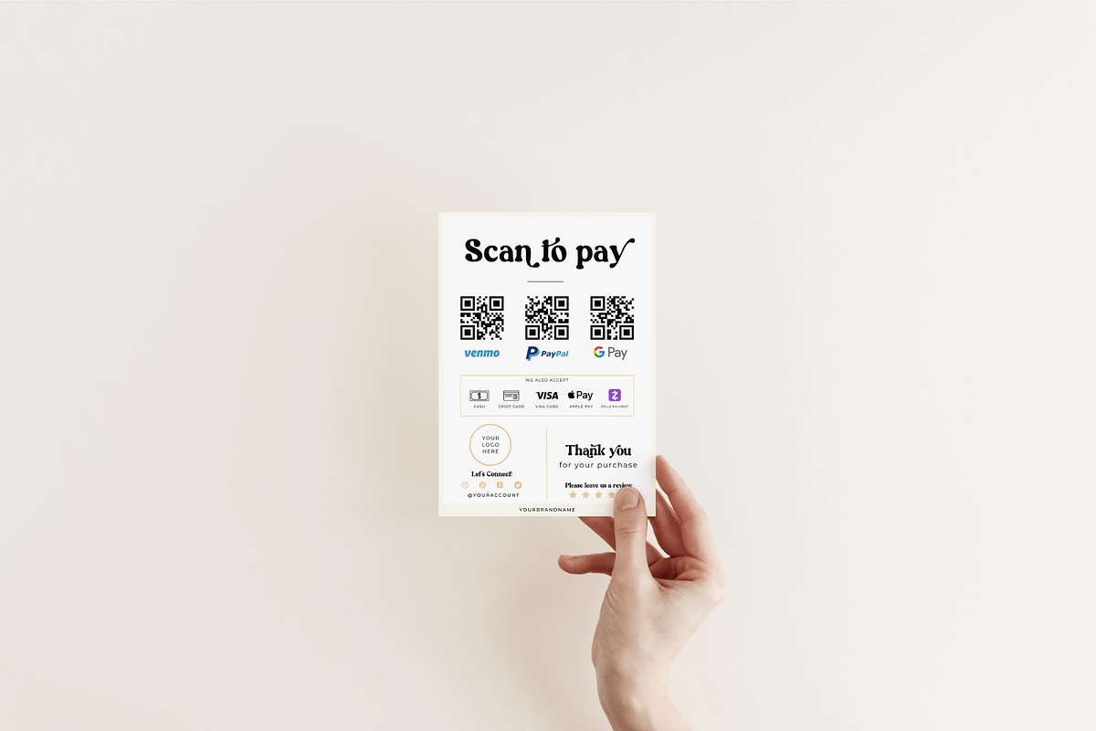 Scan to Pay, QR code sign Template