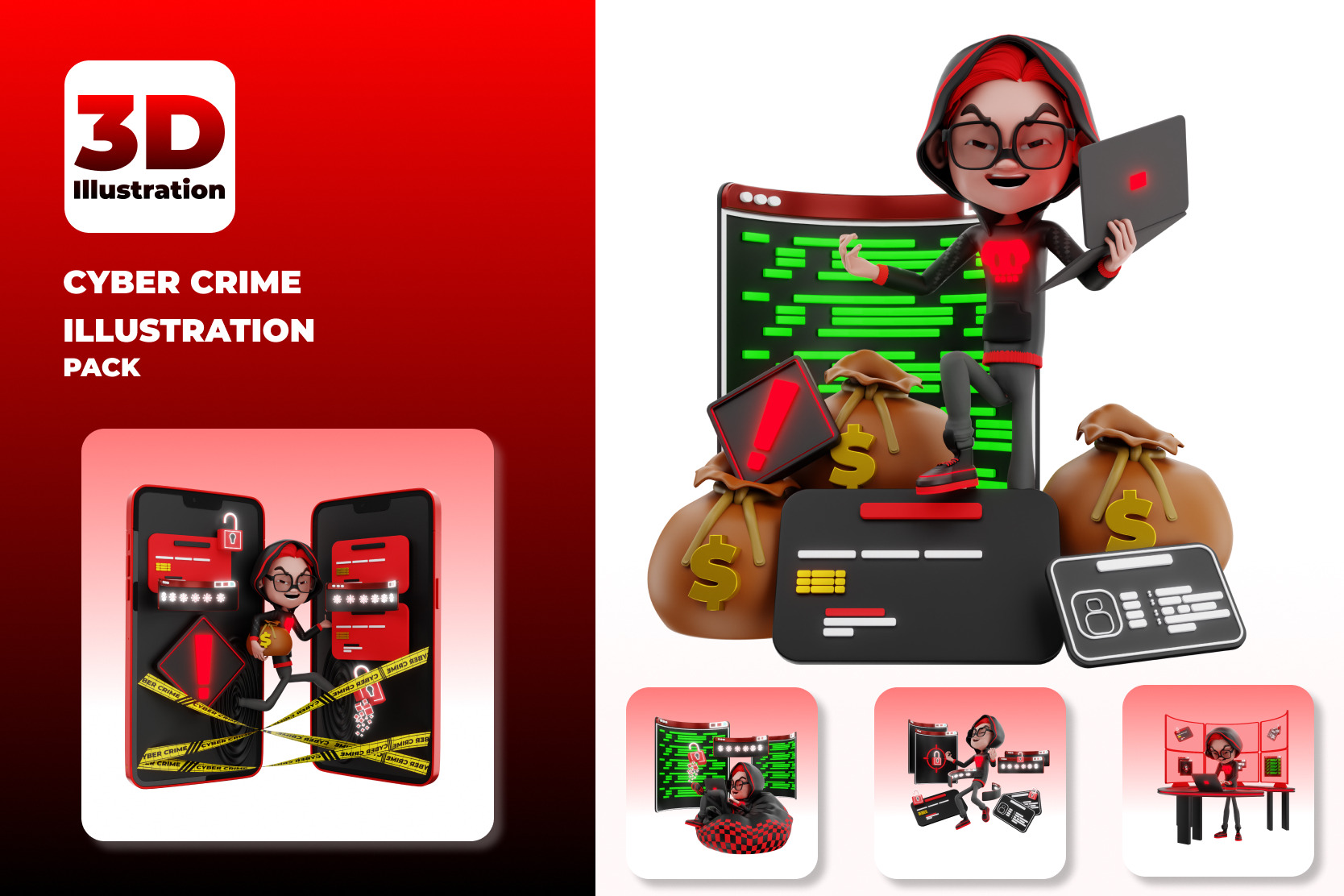 3D Cyber Crime illustration, a Characters & Person 3D Model by MUNIK ...