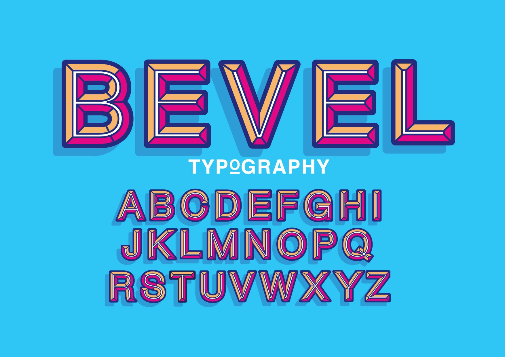 beveled typography design vector, an Illustration by lyeyee