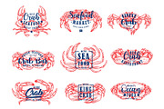 Seafood market, lettering icons, a Food Illustration by Vector Tradition
