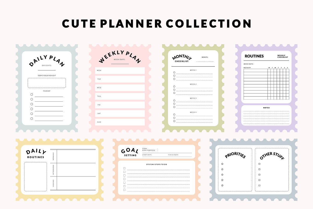 Cute Planner Template Set