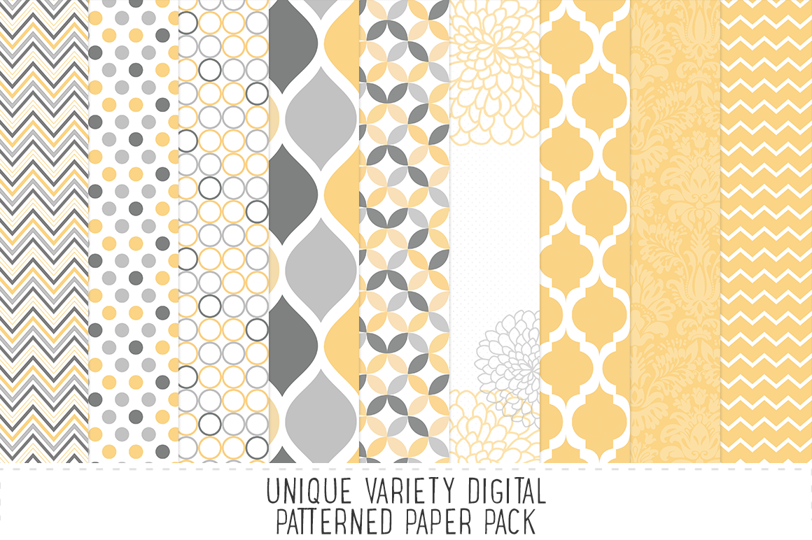 Pale Yellow & Grey Pattern Paper, a Pattern Graphic by Angie Sandy