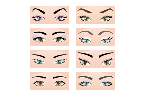 Set of female eyes and eyebrows, an Illustration by artbesouro