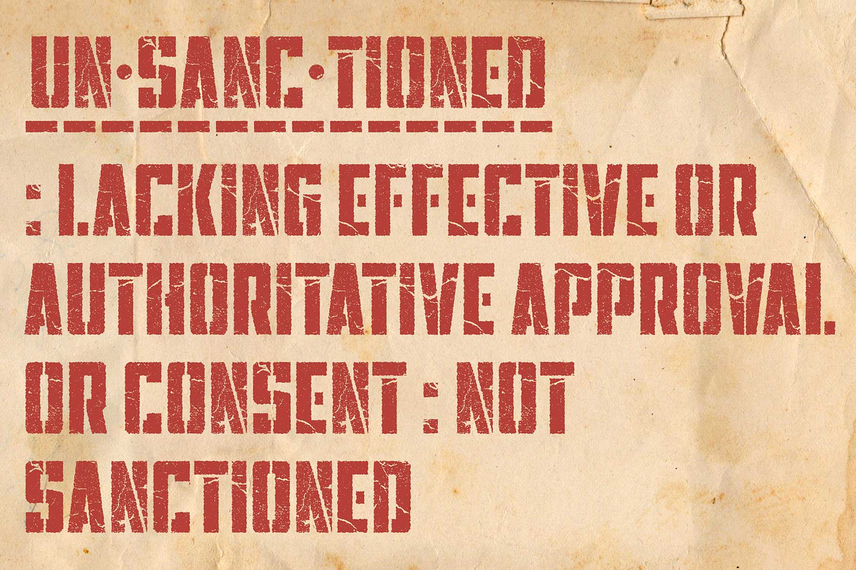 UNSANCTIONED DISTRESSED STENCIL FONT, a Font by Alphabet Agency