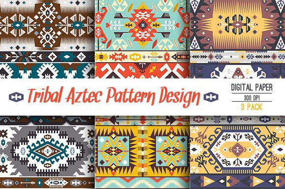 Collection Bright Aztec Patterns, a Pattern Graphic by tomuato