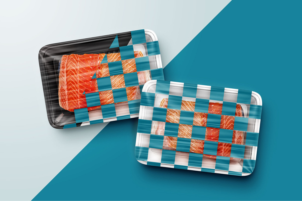 Salmon Fish Package Mockup Set, a Cups & Container Mockup by Deeplab