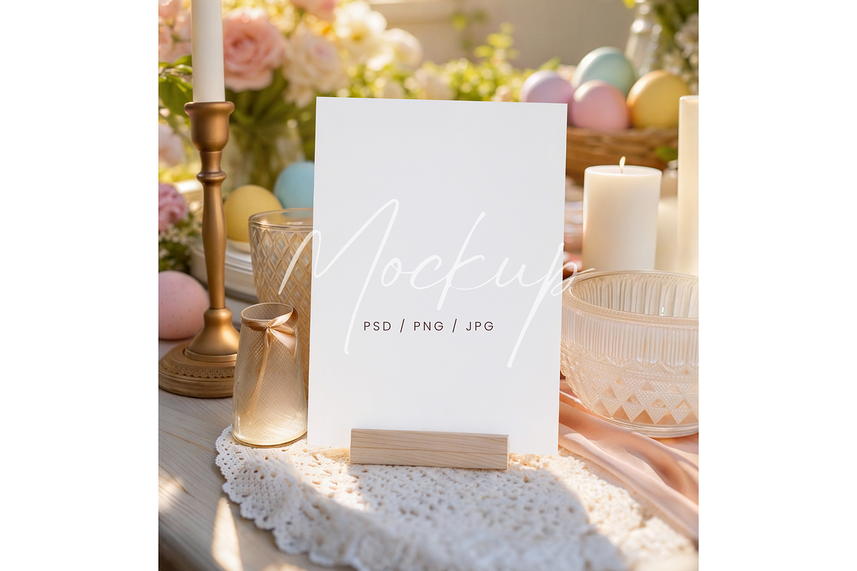 Easter Table Sign Mockup, a Product Mockup by TatiMockup