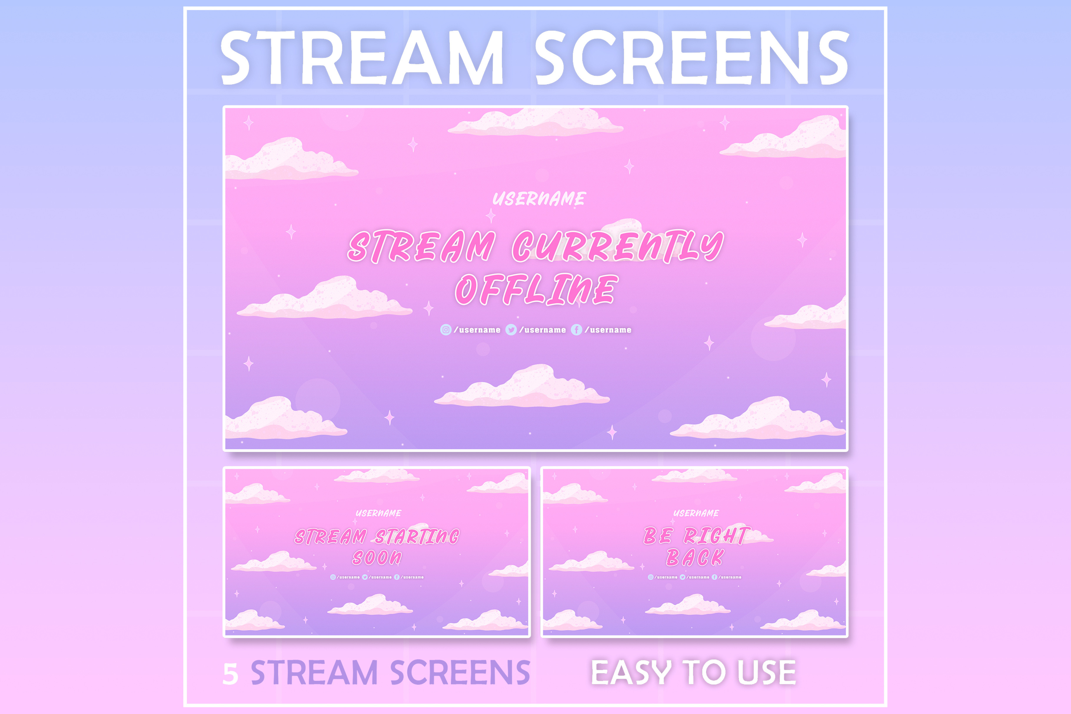 5x Cute Twitch Overlays for Stream, an Illustration by BuffikShop ...