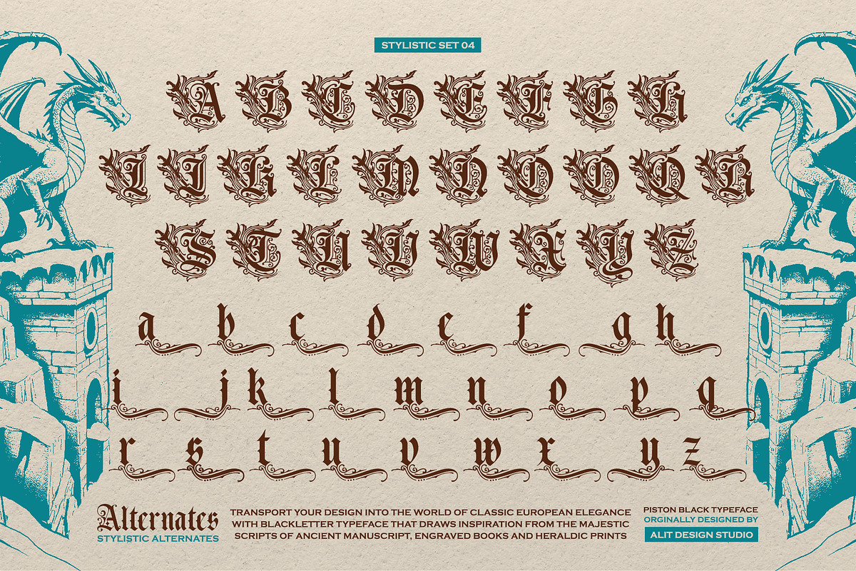 Piston Black Typeface, a Blackletter Font by alit design