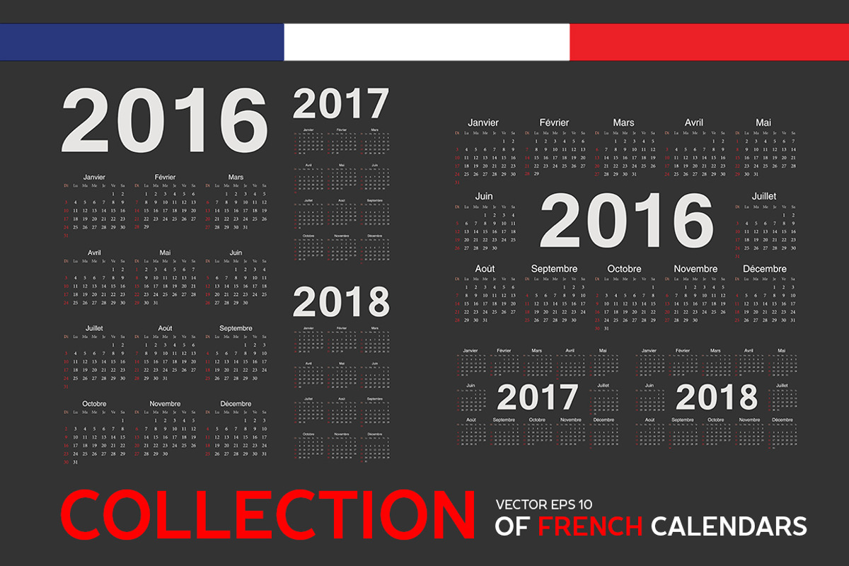 Collection of french calendars, a Work Illustration by Julvil