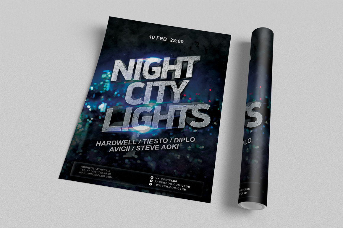 Night City Lights Flyer, a Flyer Template by franzose.