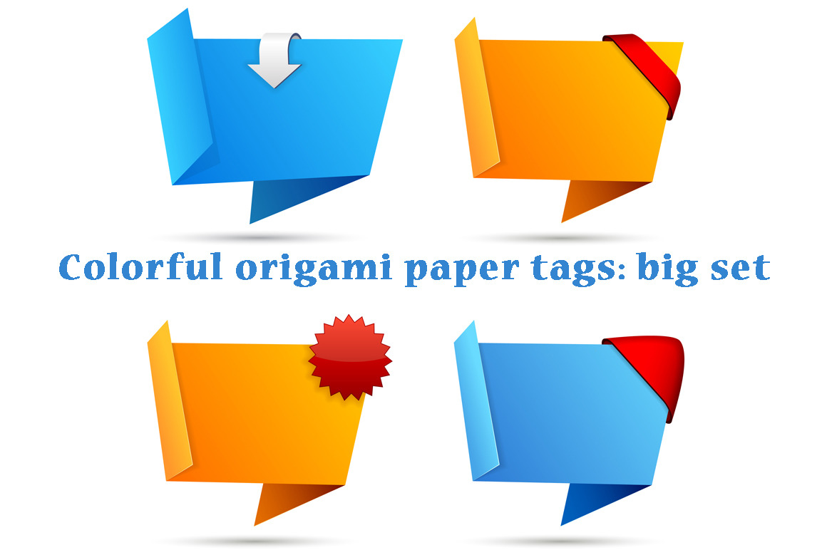 Colorful origami paper tags: big set, a Decorative Illustration by Vjom