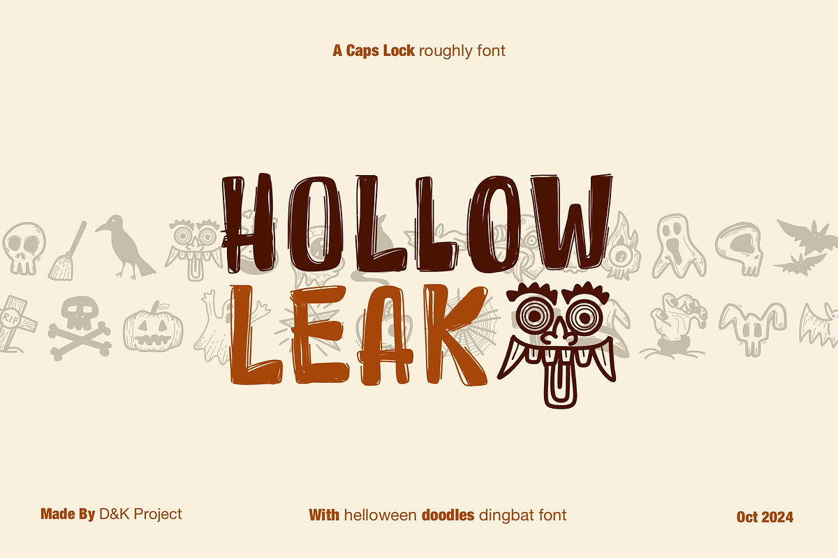 Hollow Leak Font and Dingbat, a Sans Serif Font by D&K Project