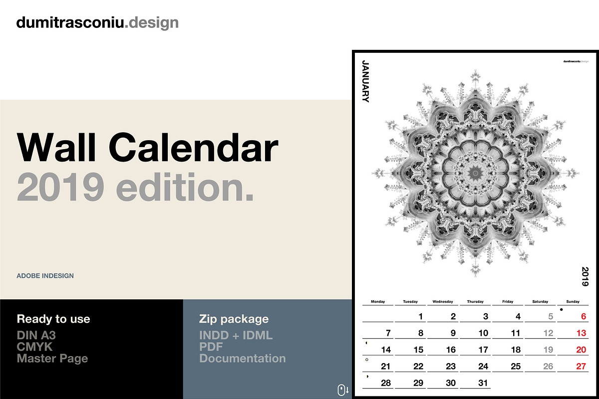 A3 Wall Calendar - 2019 edition, a Presentation Template by ...