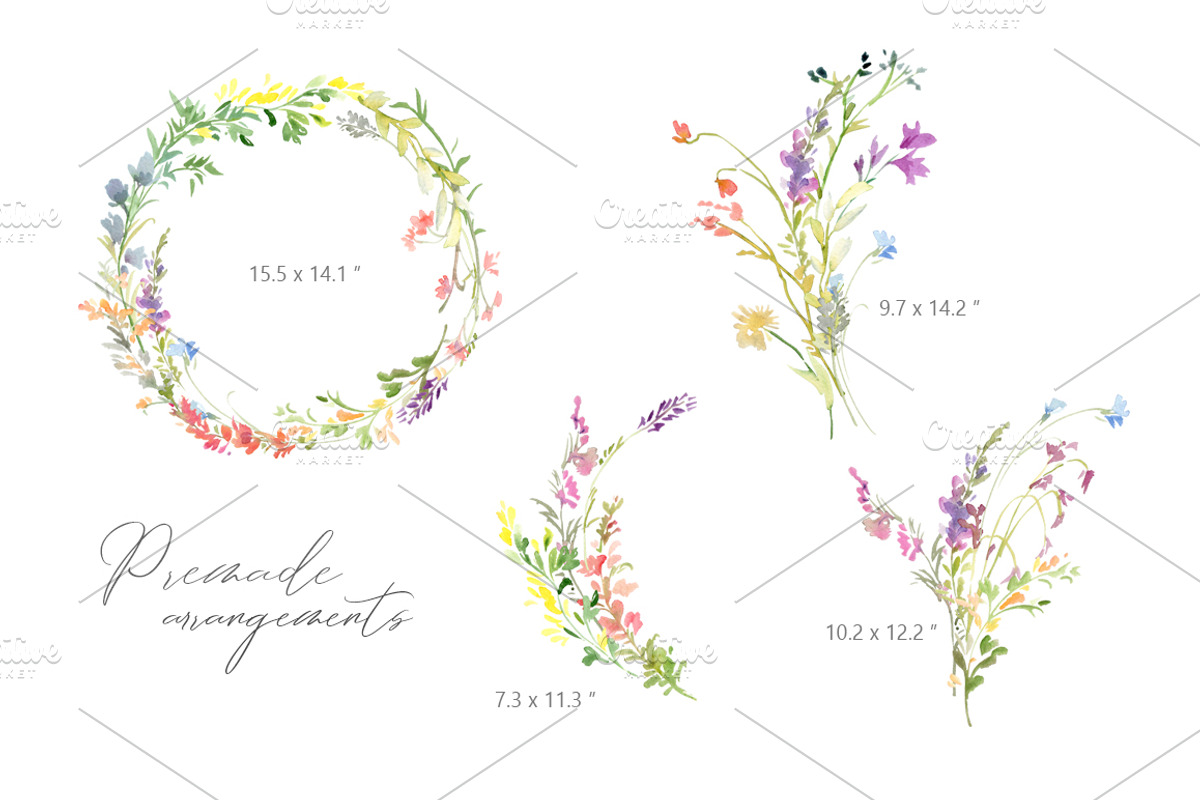 Watercolor Wildflowers Wild Flowers, an Illustration by GraphicsDish
