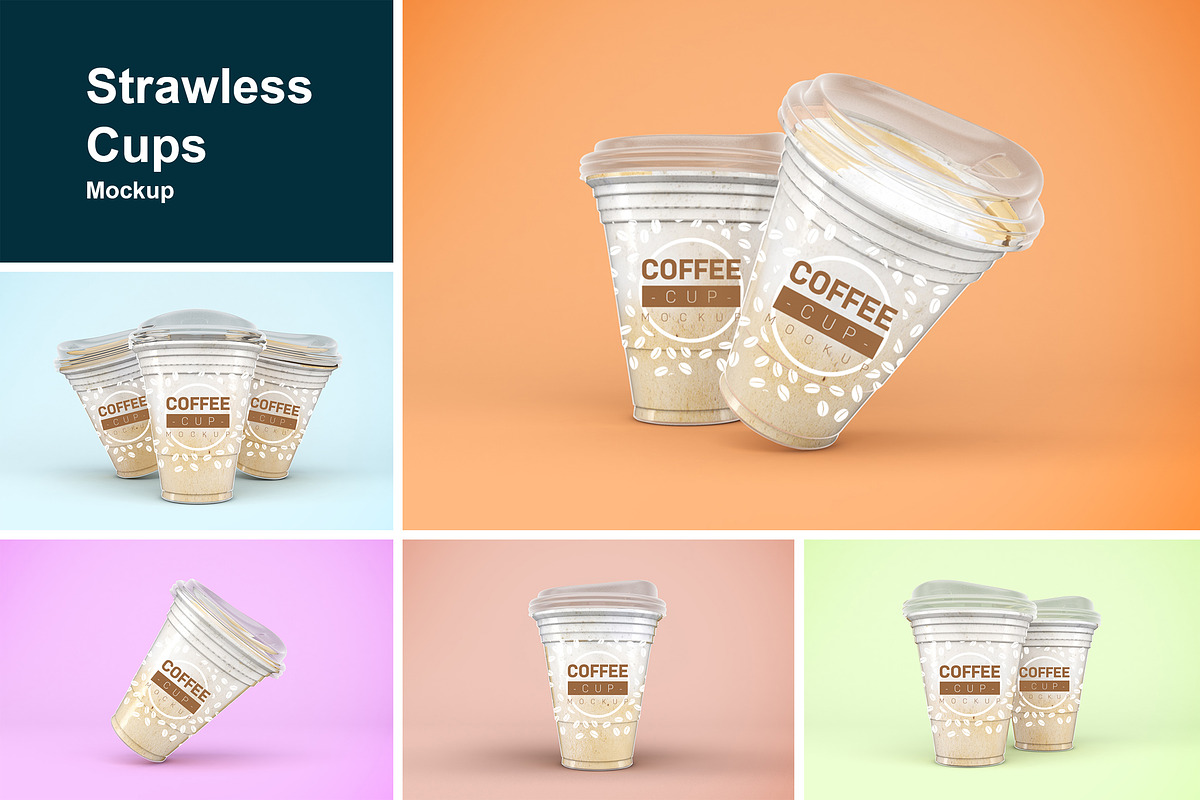Strawless Cups Mockup, a Cups & Container Mockup by Qaleb Studio