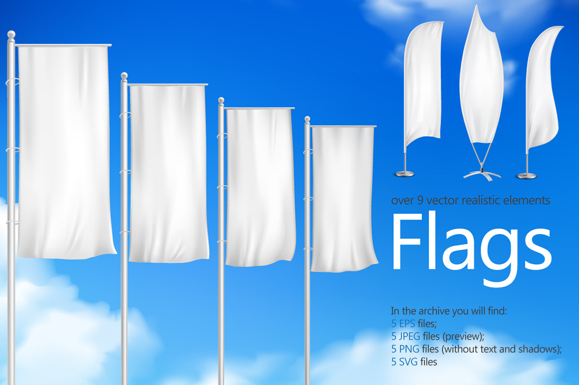 Flag Realistic Set, an Object Illustration by Macrovector