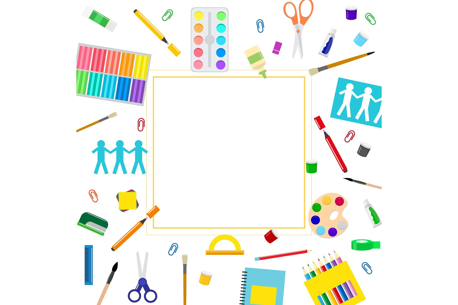 Colorful stationery frame vector, an Education Illustration by KitVector