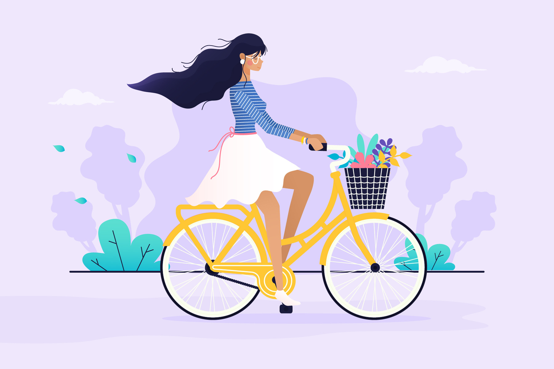 Spring Day Bike Ride, a Person Illustration by Vector Kitchen by Zoljo