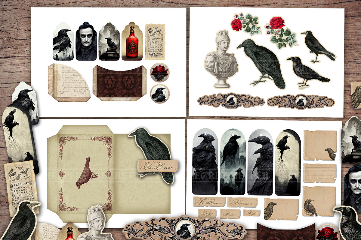 The Raven Scrapbook Kit, an Illustration by Secret Helper