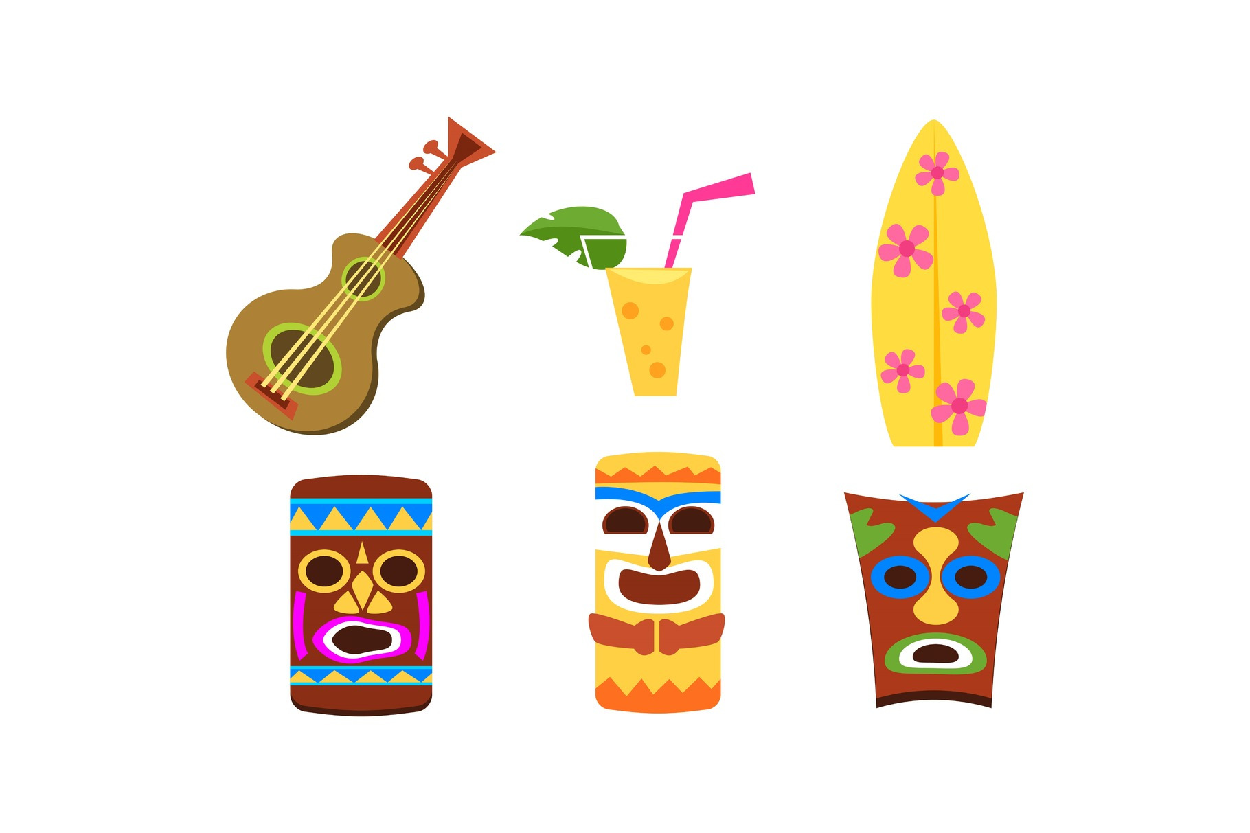 Hawaiian symbols set, summer, an Object Graphic by TopVectors