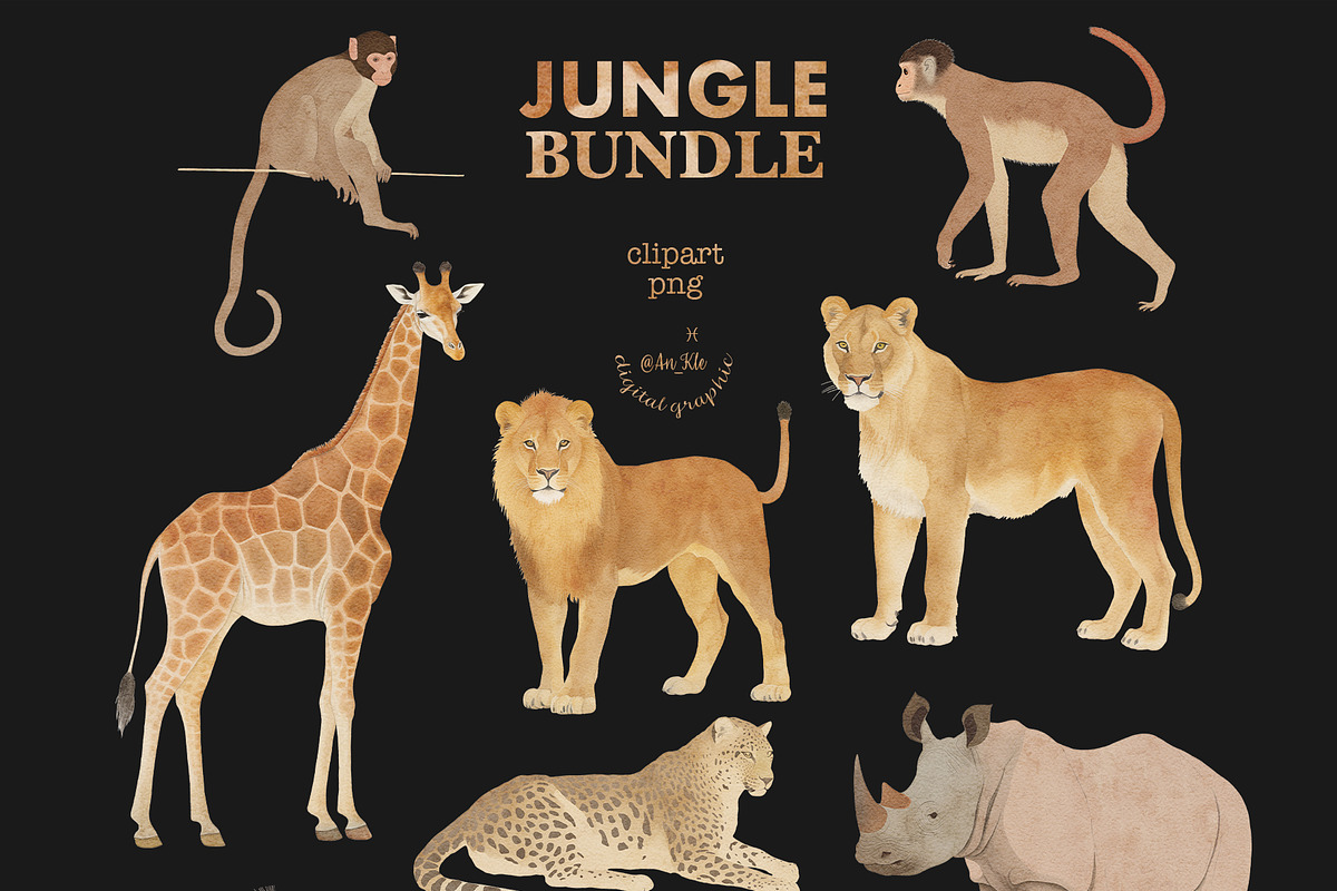 Jungle Bundle, an Animal Illustration by TheCuteShop