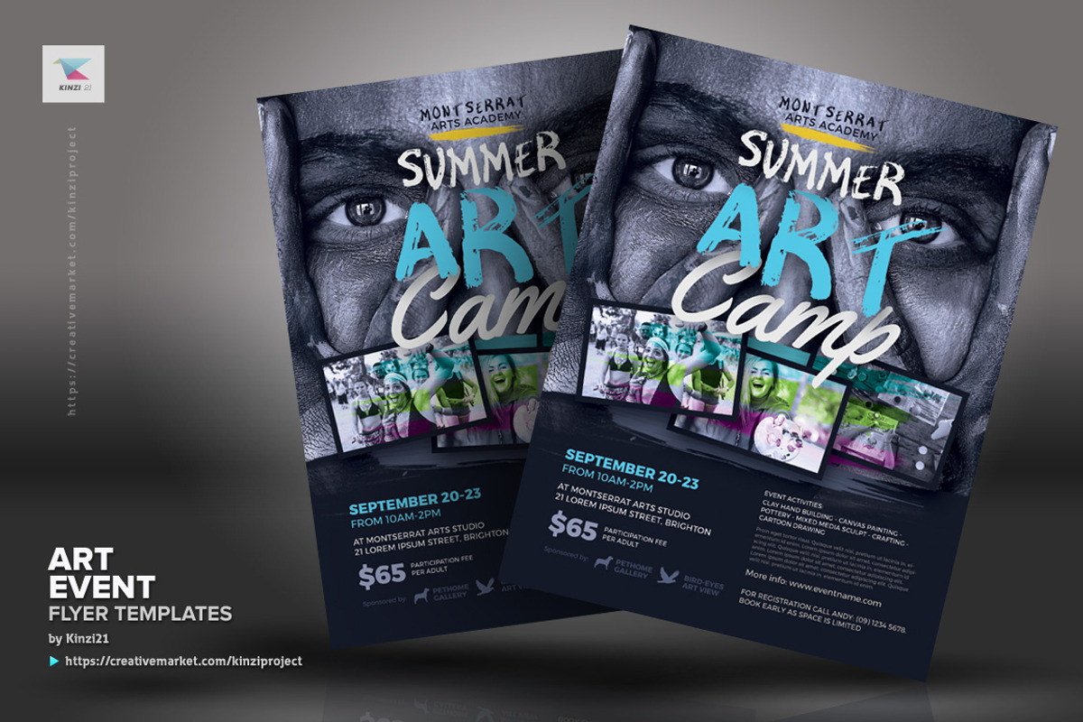 Art Event Flyer Templates, a Flyer Template by kinzi21