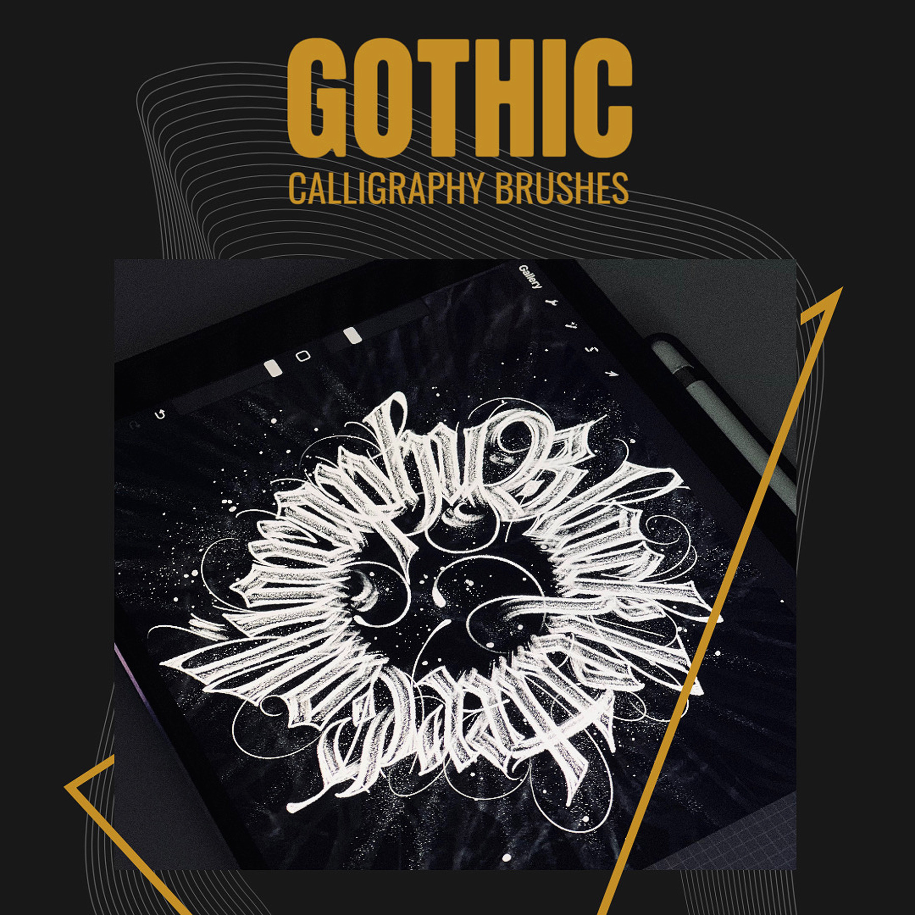 Gothic Calligraphy Brushes, a Brush Add-On by Emmanuel Buron