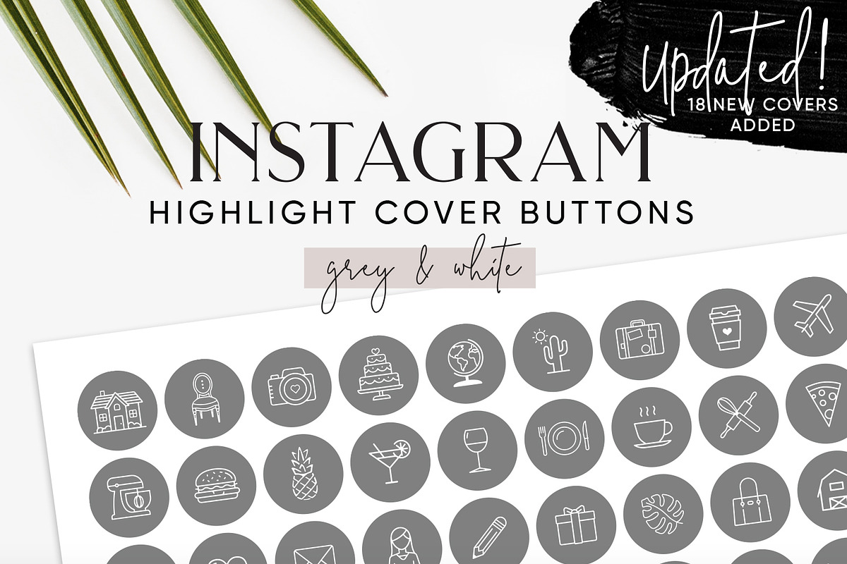 132 Grey Instagram Highlight Covers, a Social Media Template by Indie ...