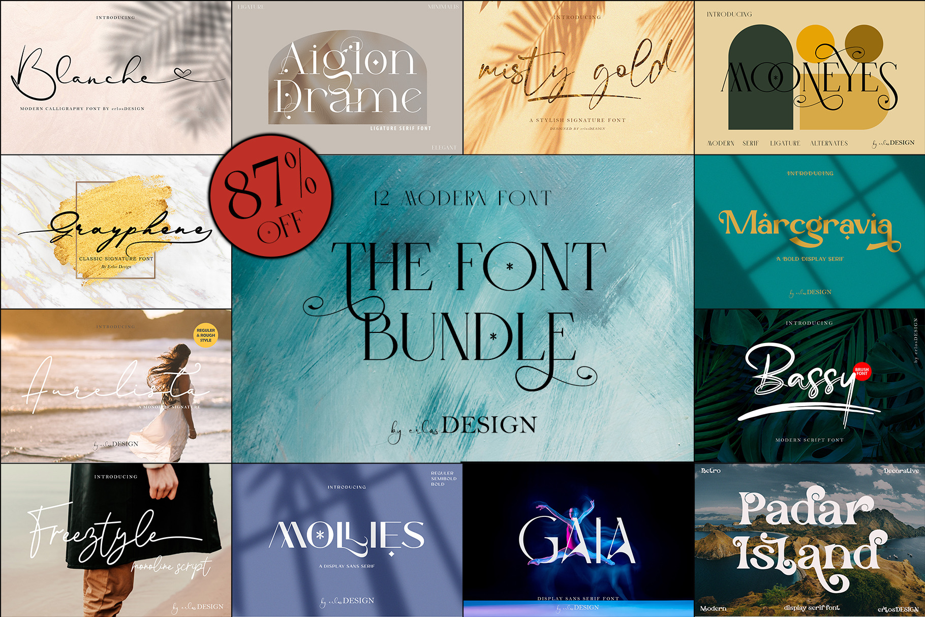 The Font Bundle 12 Modern Fonts