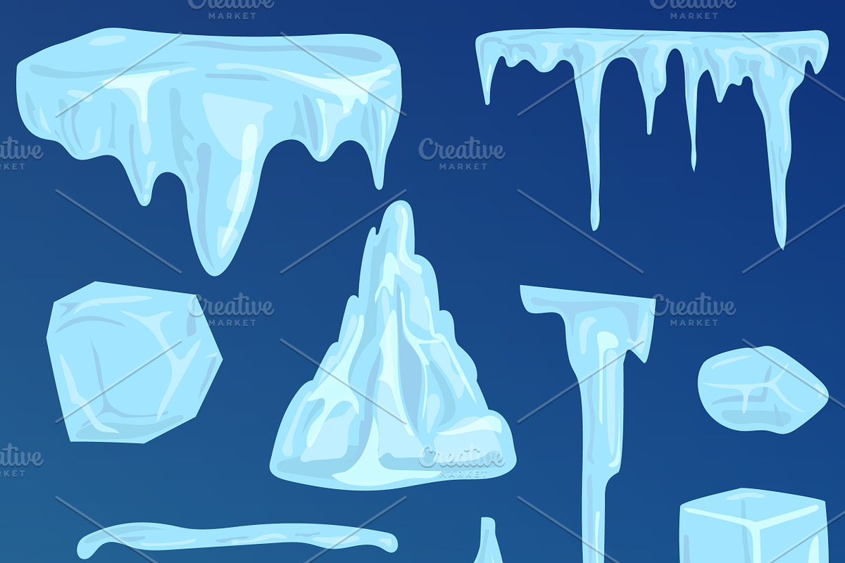 Set of ice caps vector, a Decorative Illustration by KitVector