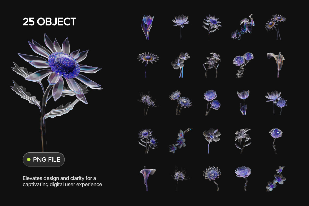 3D Glass Flowers