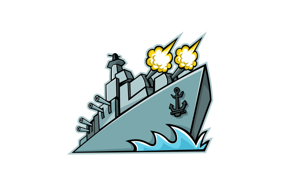 American Destroyer Warship Mascot, an Education Illustration by ...