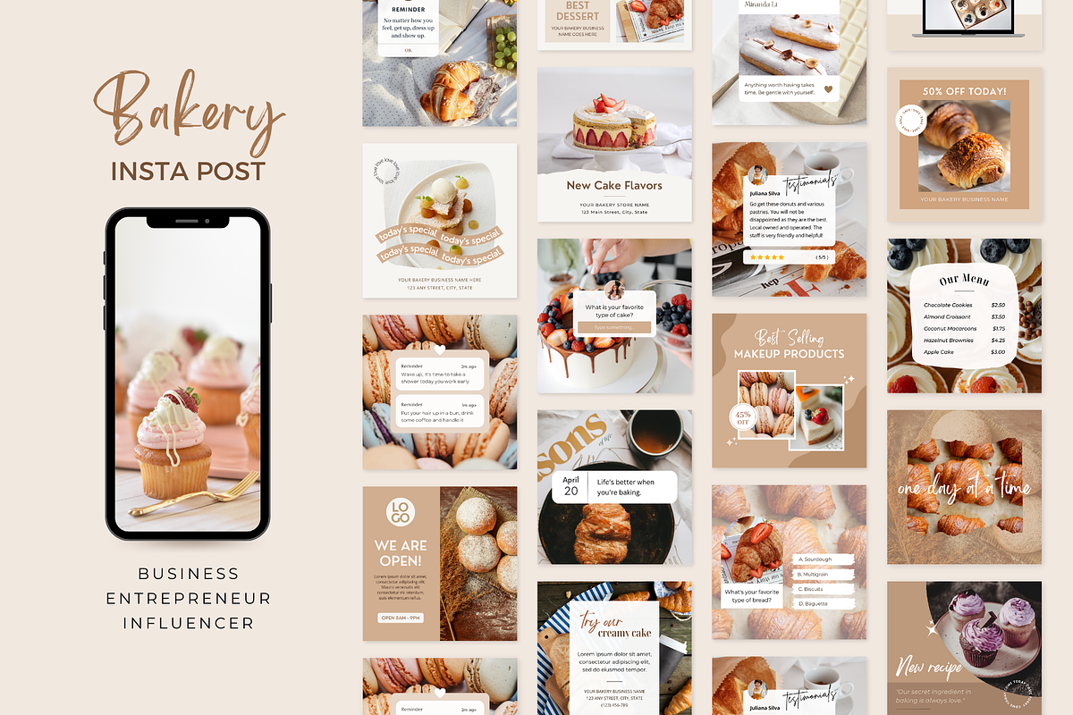 Bakery Instagram Post Templates, a Social Media Template by ShopRShop