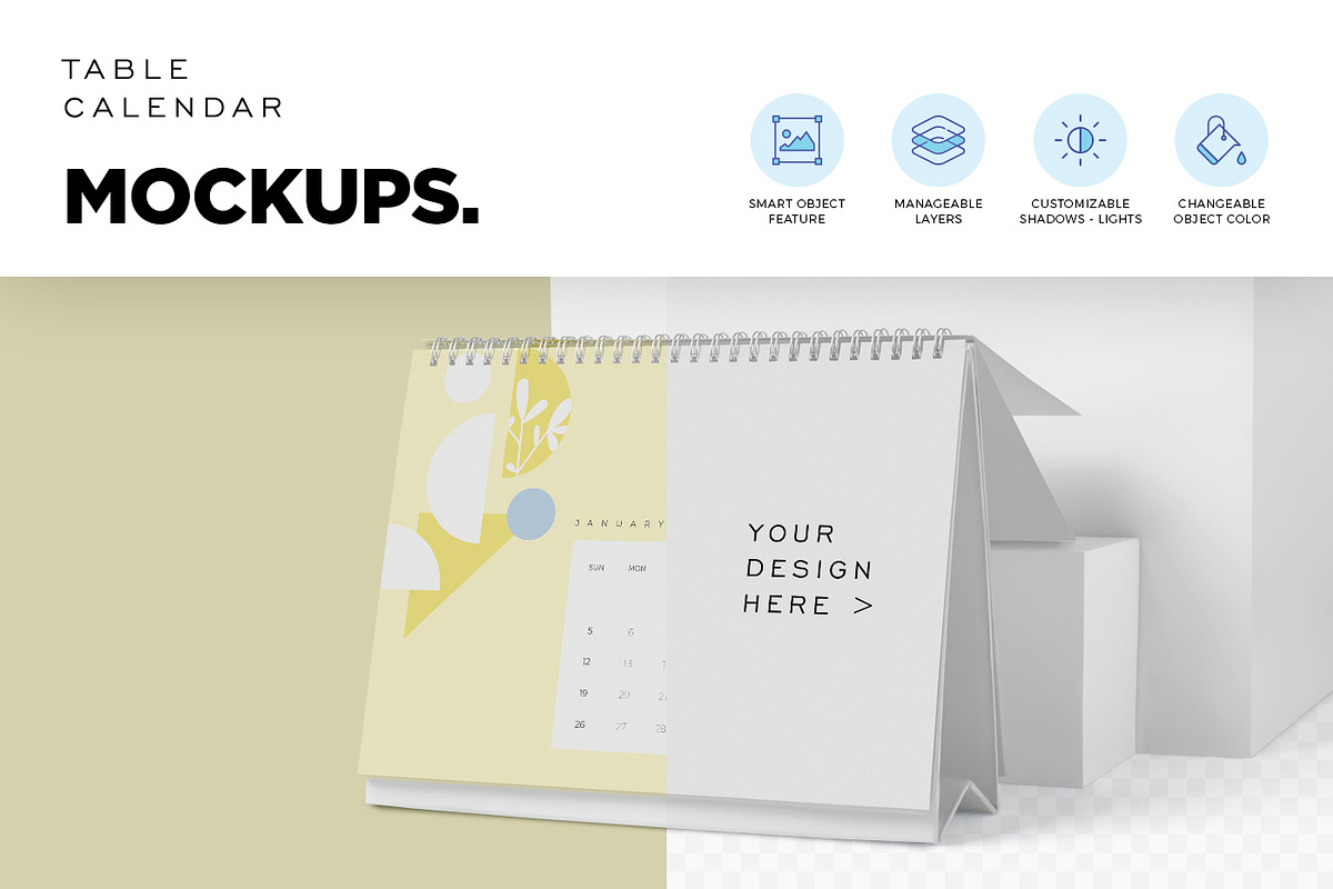Table Calendar Mockups, a Product Mockup by DesignNeutrons