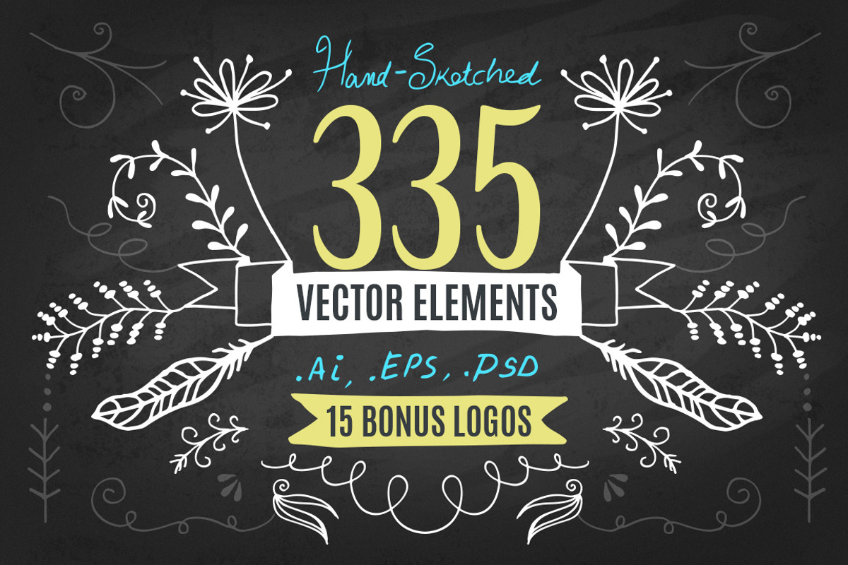 Hand-Drawn Vector Kit + 15 Logos, an Illustration by Graphicsfuel