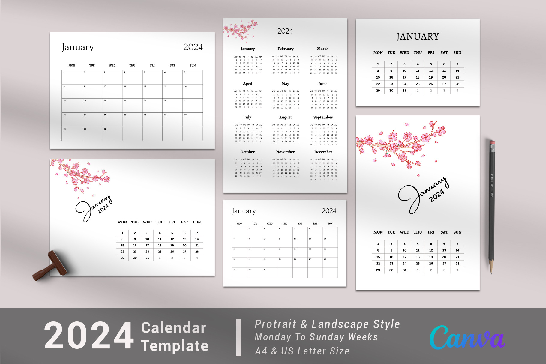 Calendar Template/Calendar 2024, a Stationery Template by Design Zone