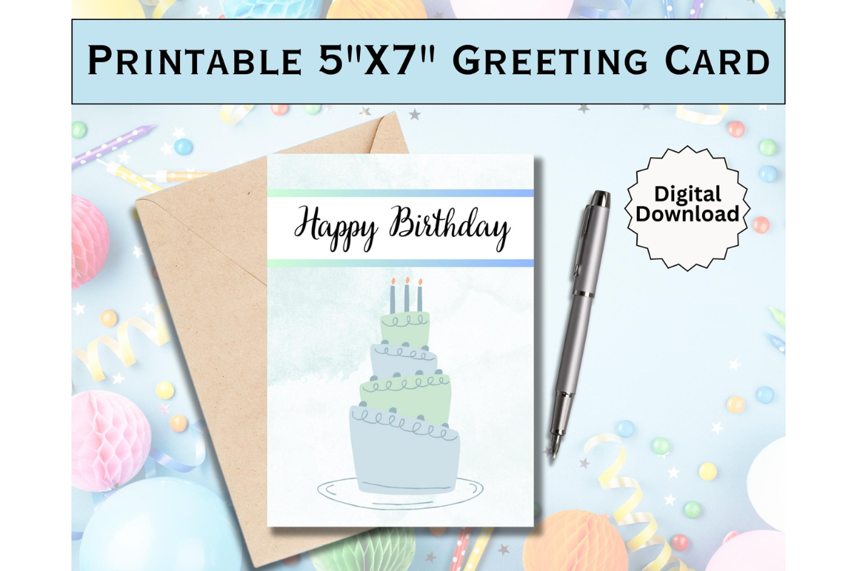 Happy Birthday Greeting Card, a Card Template by Pixels N Bows